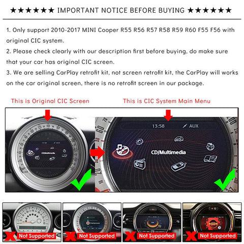 For MINI Cooper JCW CIC Wireless CarPlay Android Auto Retrofit Kit ...
